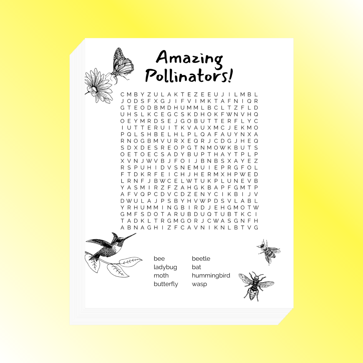 Pollinators Word Search – Word Search Boss