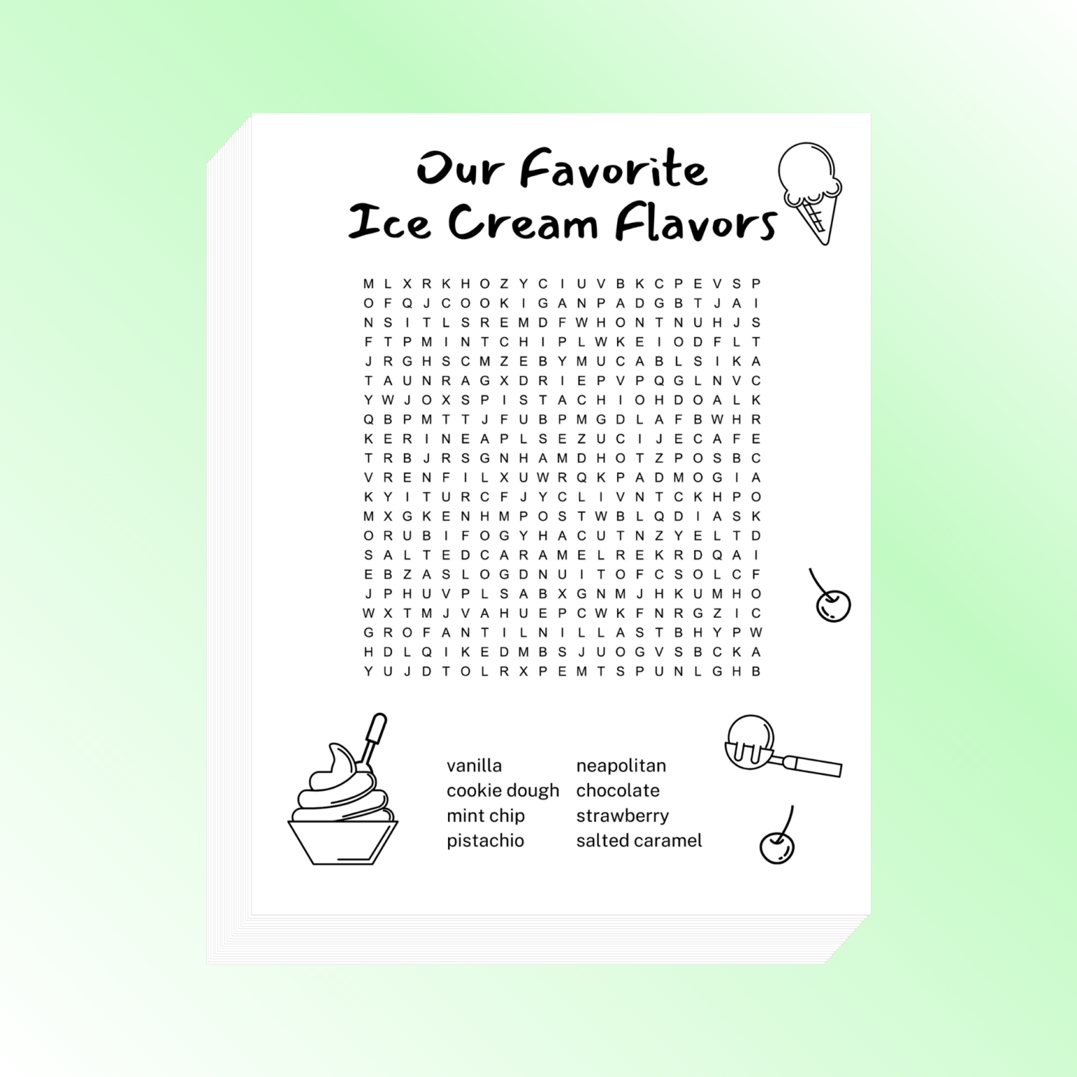 Ice Cream Flavors Word Search – Word Search Boss