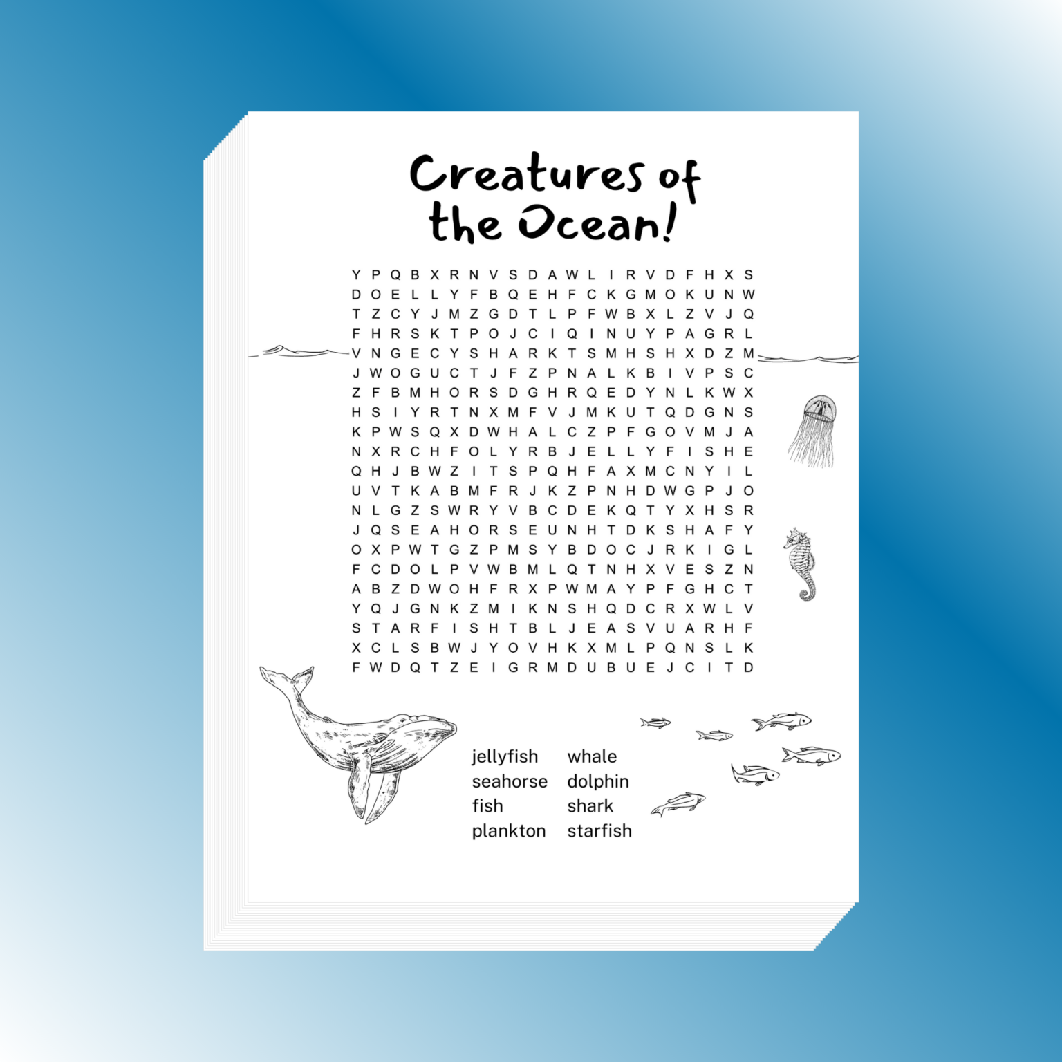 Creatures of the Ocean Word Search – Word Search Boss