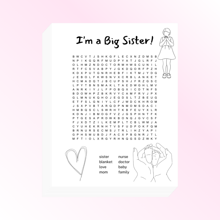 I’m a Big Sister Word Search – Word Search Boss