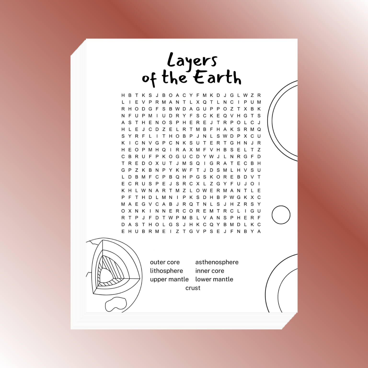 Layers of the Earth Word Search – Word Search Boss
