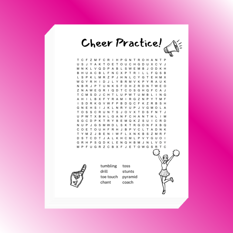 Cheer Word Search – Word Search Boss