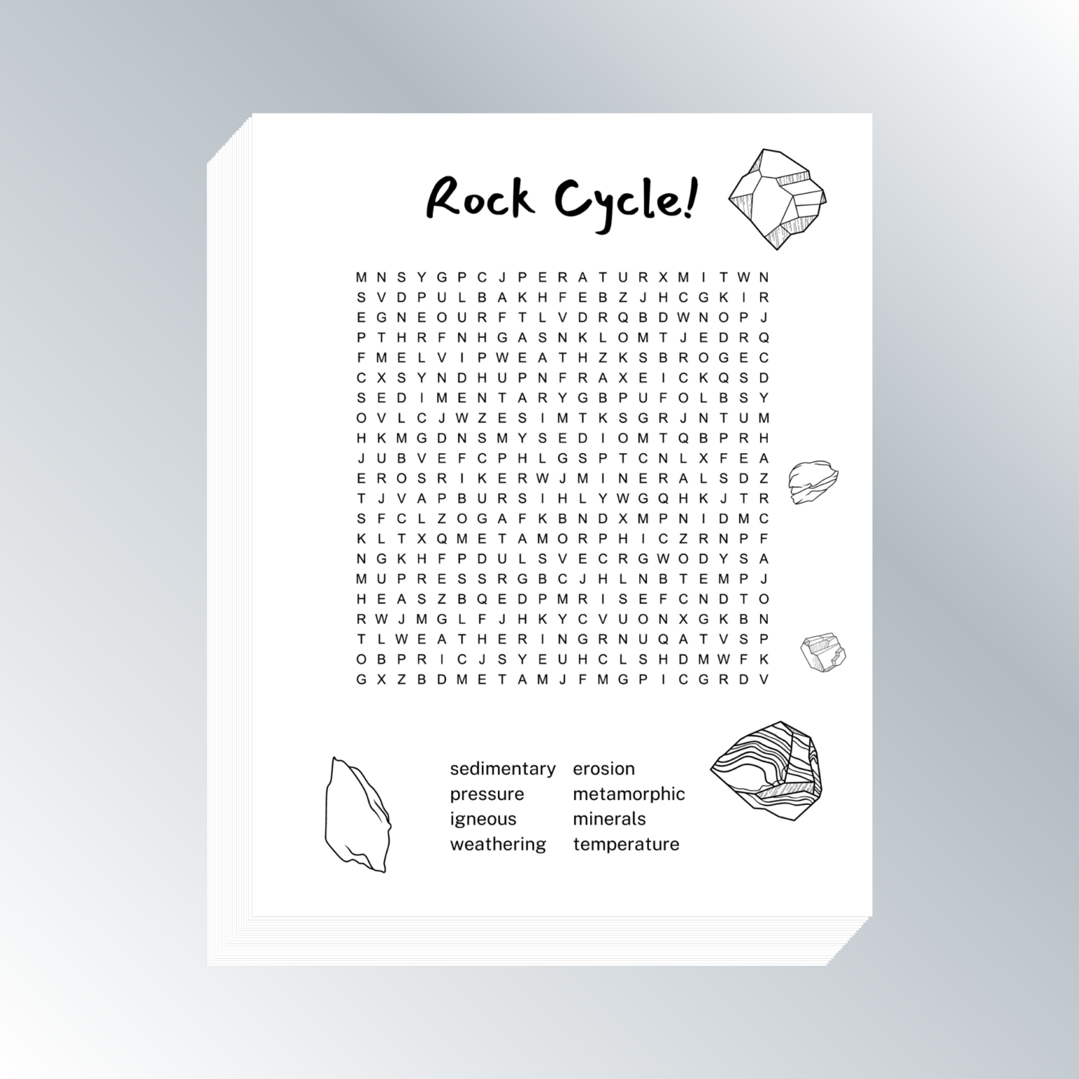 Rock Cycle Word Search – Word Search Boss