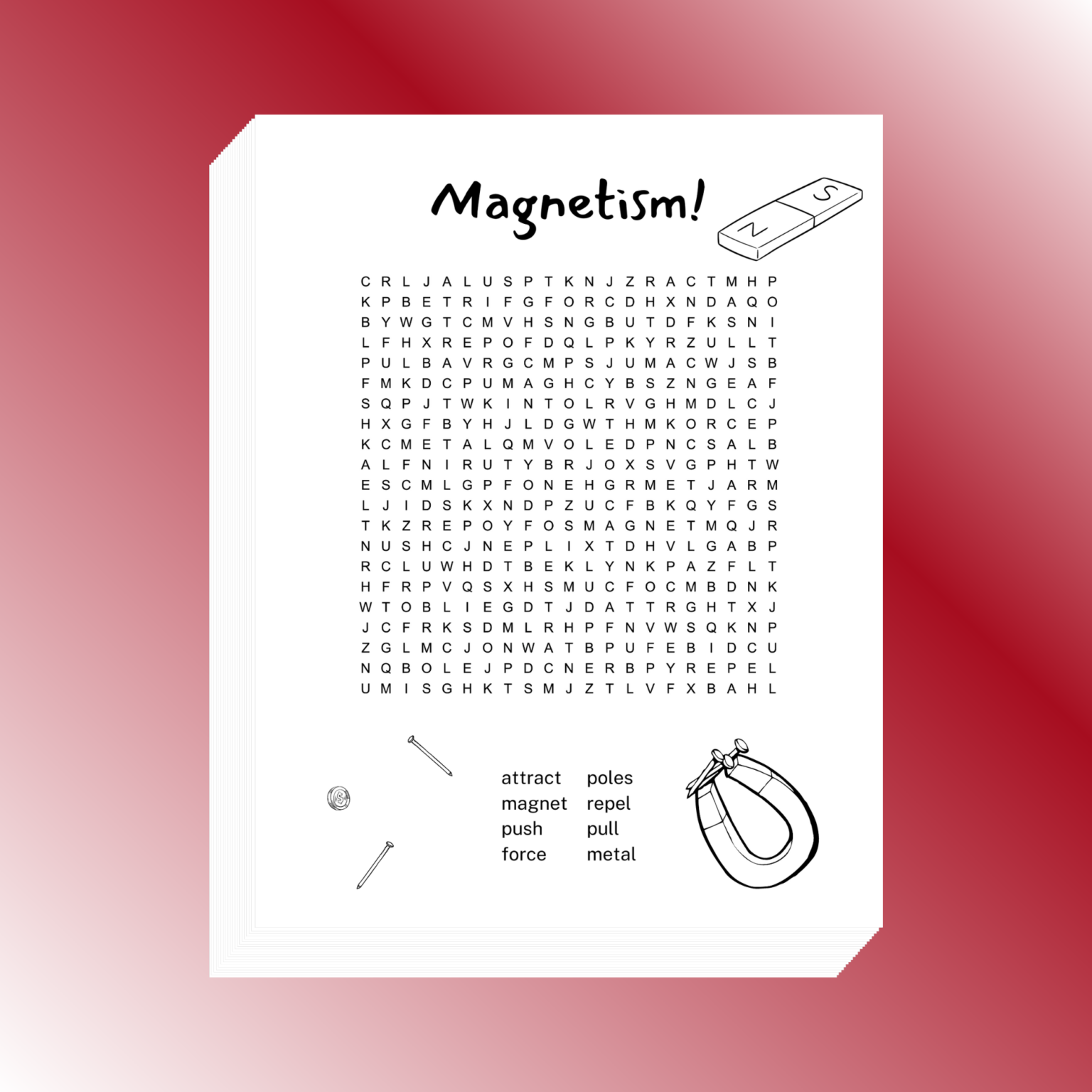 Magnetism Word Search – Word Search Boss