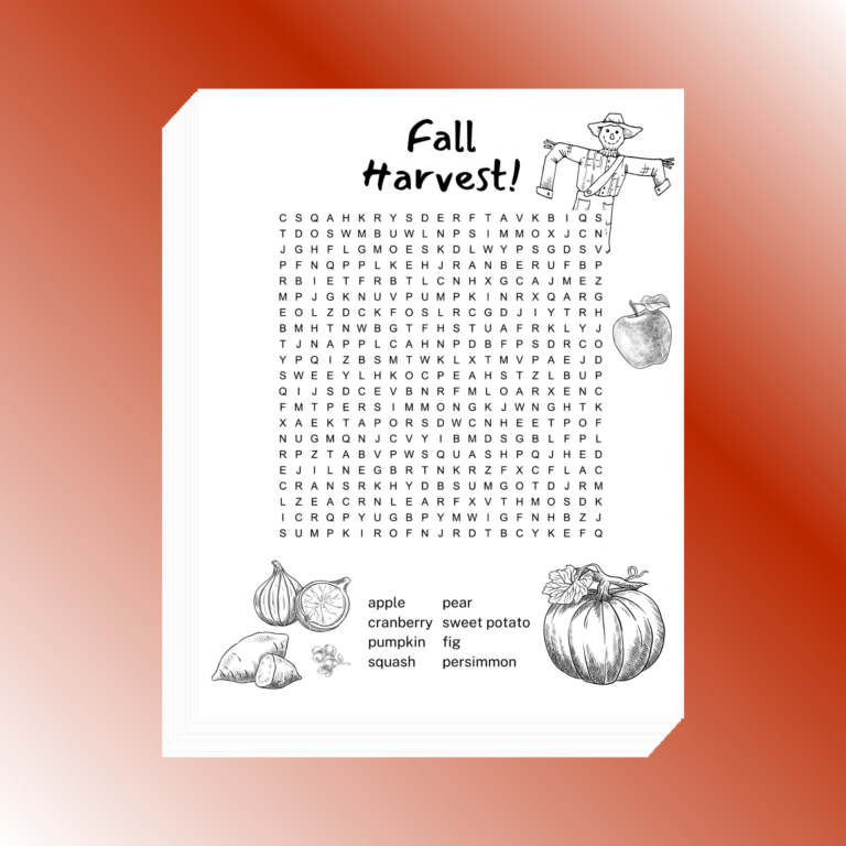 Fall Harvest Word Search – Word Search Boss