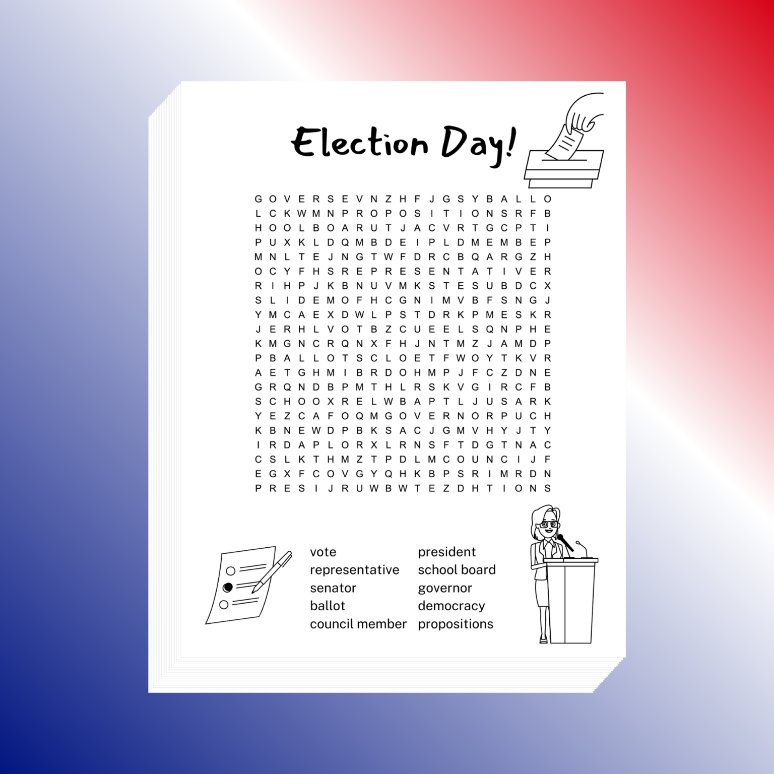 Election Day Word Search – Word Search Boss
