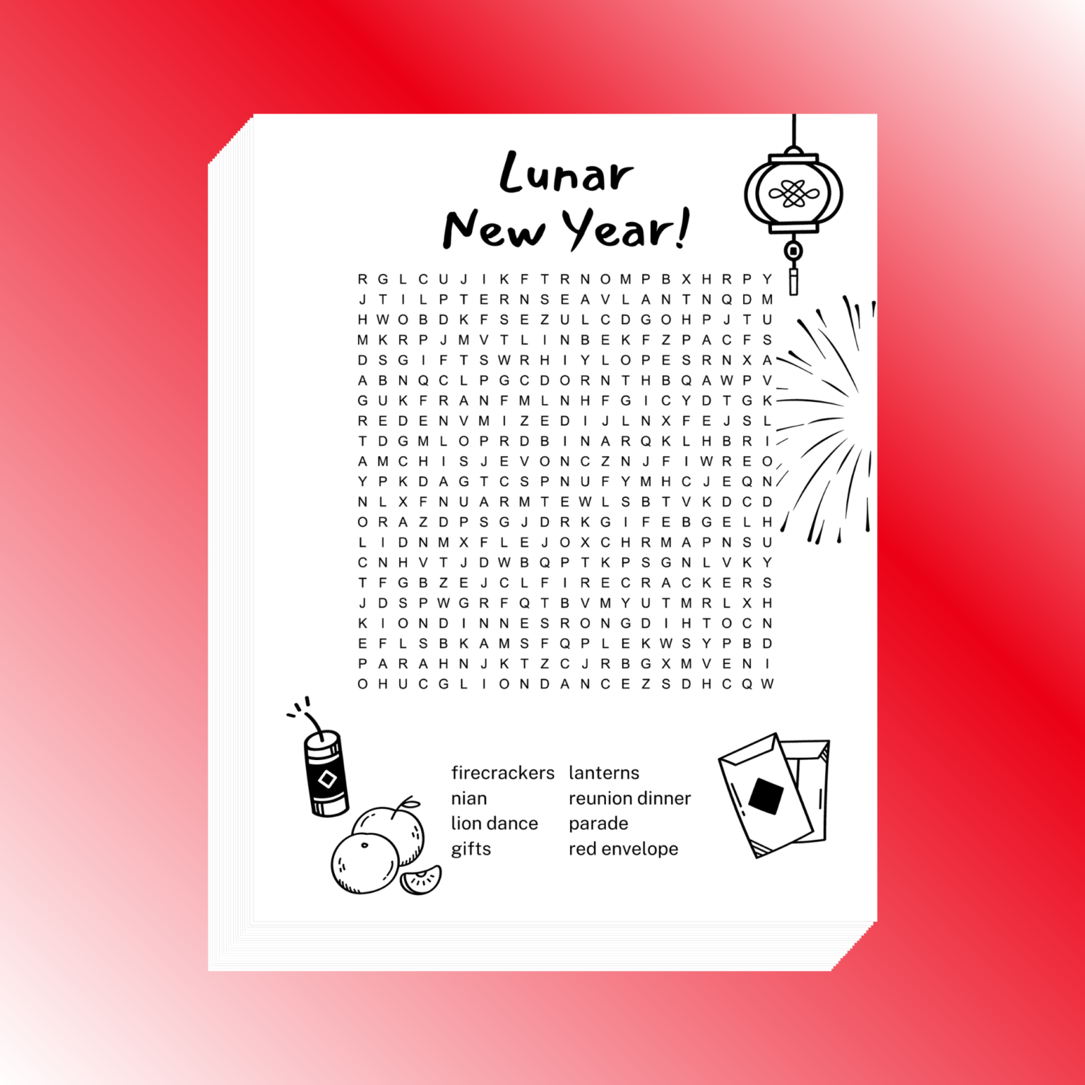 Lunar New Year Word Search | Word Search Boss