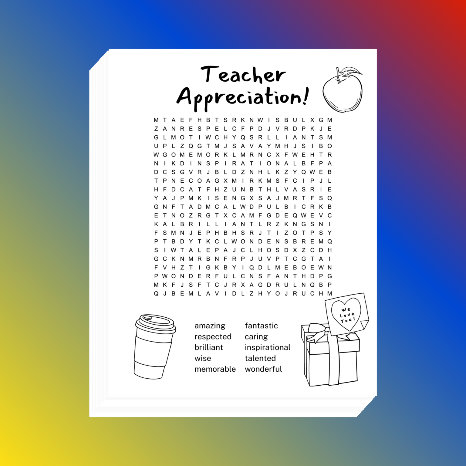 Teacher Appreciation Word Search – Word Search Boss