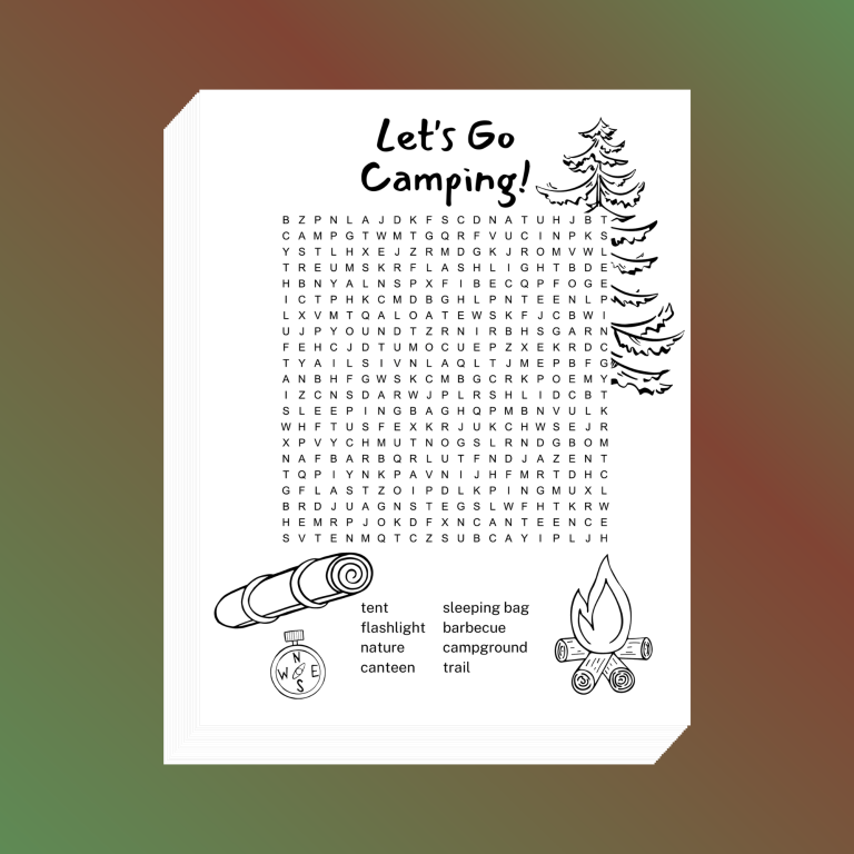 Camping Word Search – Word Search Boss